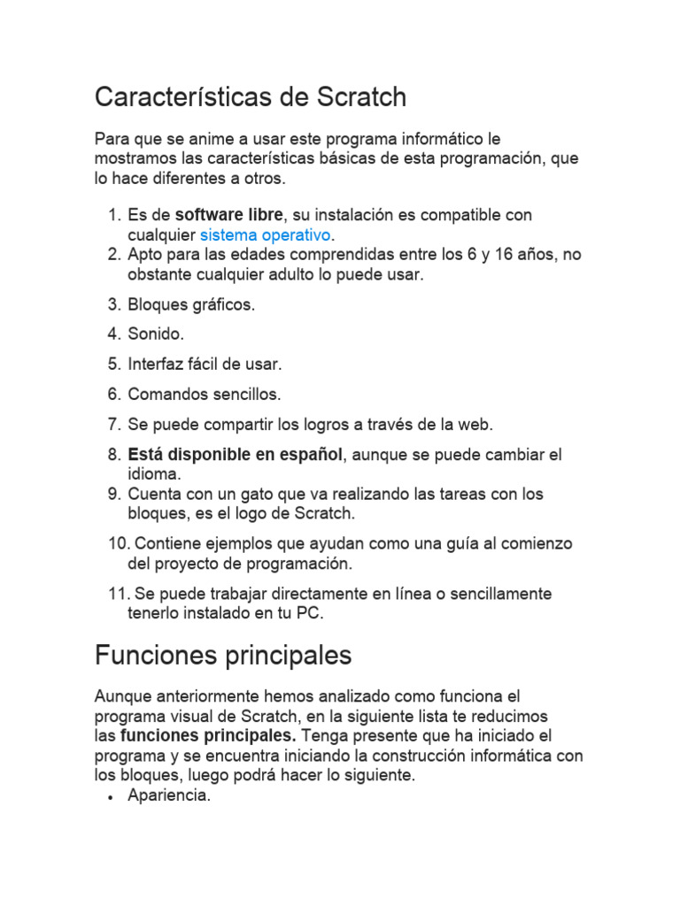 Características de Scratch | Descargar gratis PDF | Scratch (lenguaje de programación ...