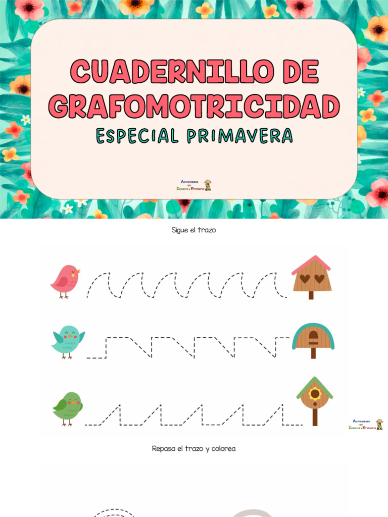 Cuadernillo de Grafomotricidad Primavera | PDF | Artes del Lenguaje y ...