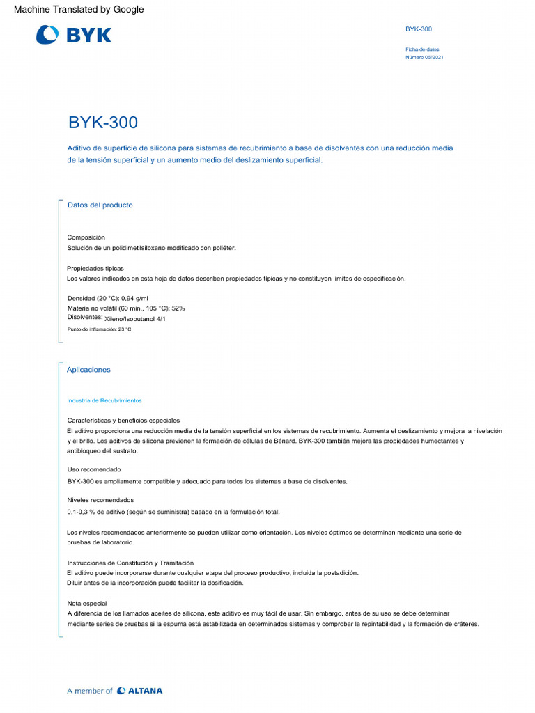 TDS Byk-300 en | PDF | Solvente | Ciencias fisicas