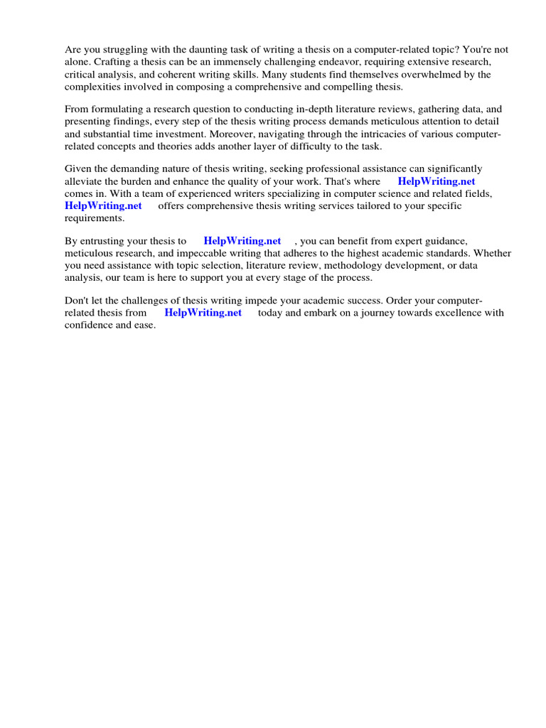Computer Related Thesis Sample | PDF | Thesis | Science