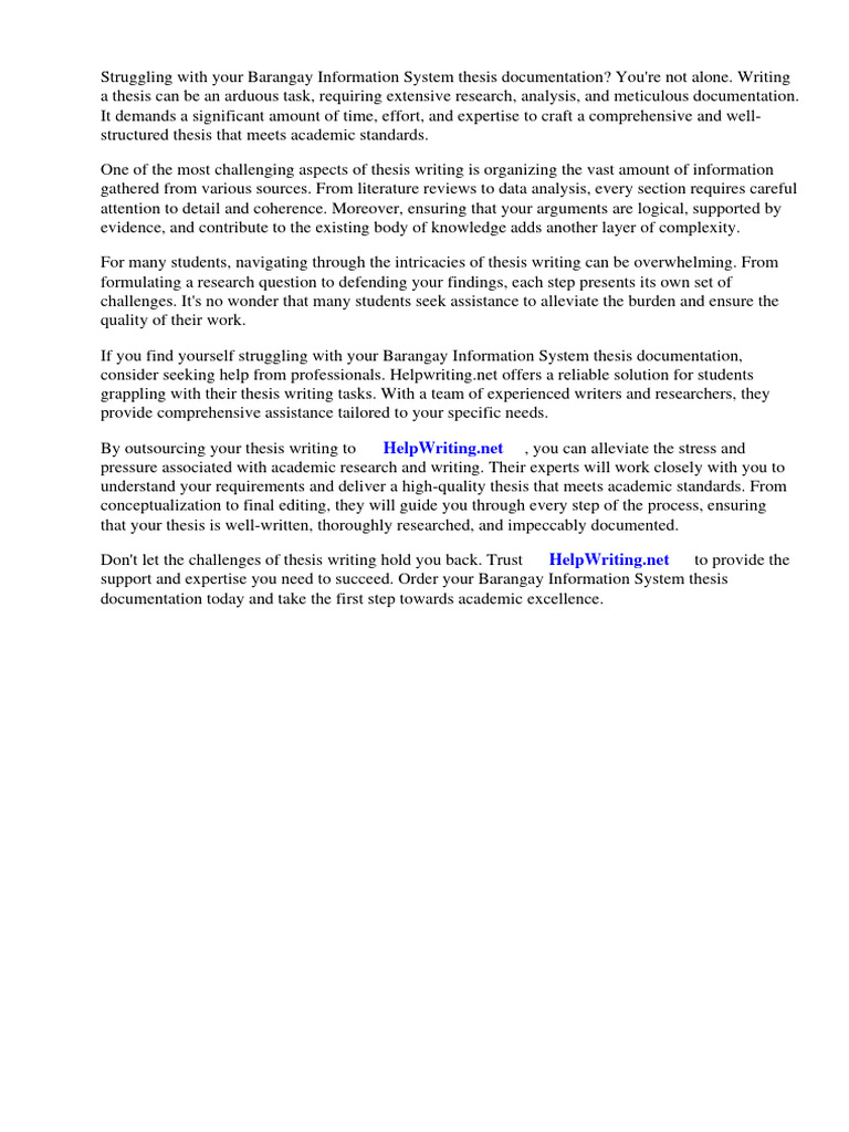Barangay Information System Thesis Documentation | PDF | Databases | Information