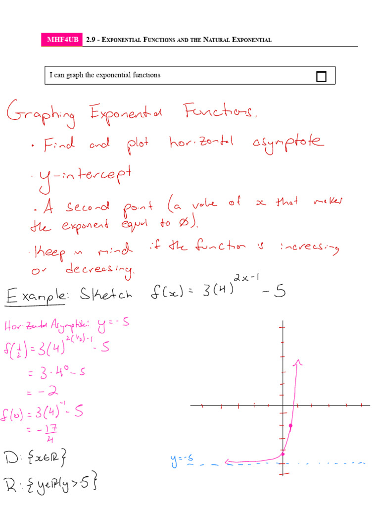 2.9 - Exponential Functions and The Natural Exponential Filled in | PDF | Exponential Function ...