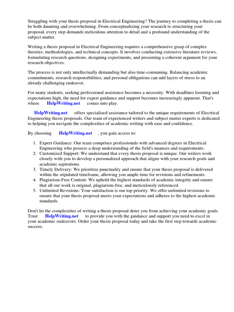 Electrical Engineering Thesis Proposal Help | PDF | Thesis | Engineering
