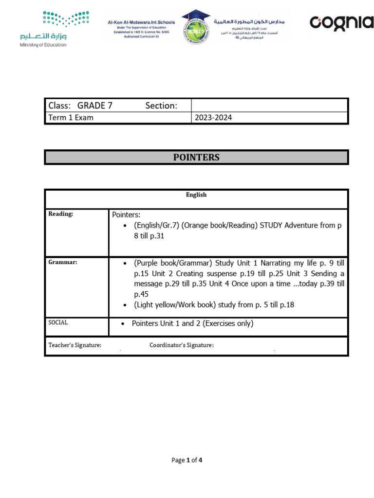 Grade 7 - Pointers | Download Free PDF | Mathematics | Physics