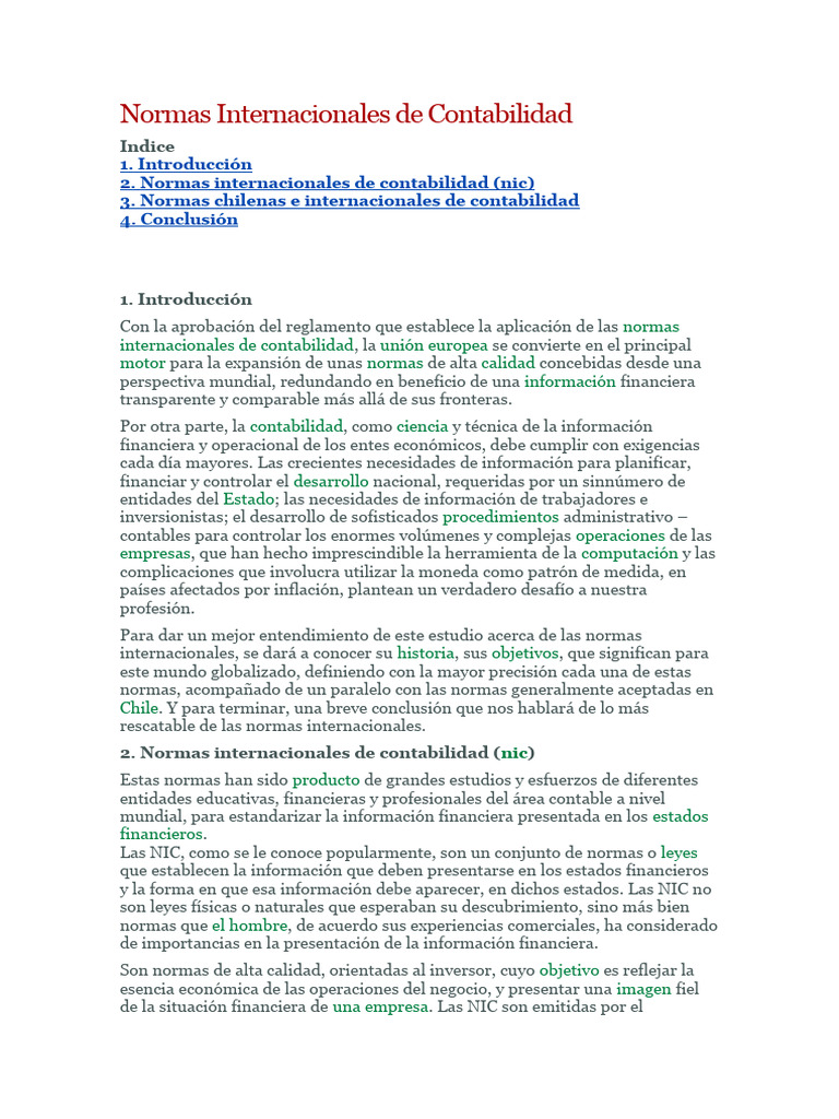 Normas Internacionales de Contabilidad NIC | PDF | Contabilidad | normas internacionales de ...
