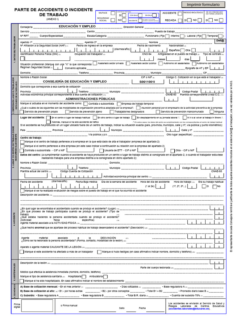 AnexoI PARTE ACCIDENTE TRABAJO | PDF | Trabajo temporal | Herramientas
