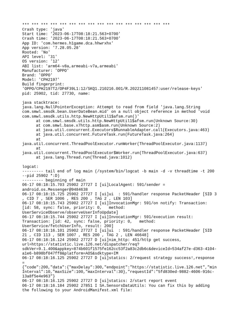 Java Crash Report for OPPO Device | PDF | Zip (File Format) | Java (Programming Language)
