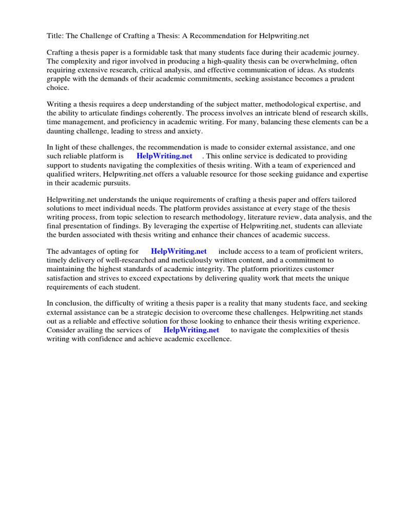 Recommendation Thesis Paper Sample | PDF | Thesis | Essays