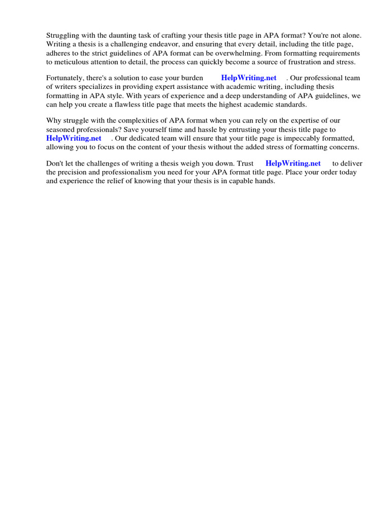 Title Page of Thesis Apa Format | PDF | Apa Style | Citation