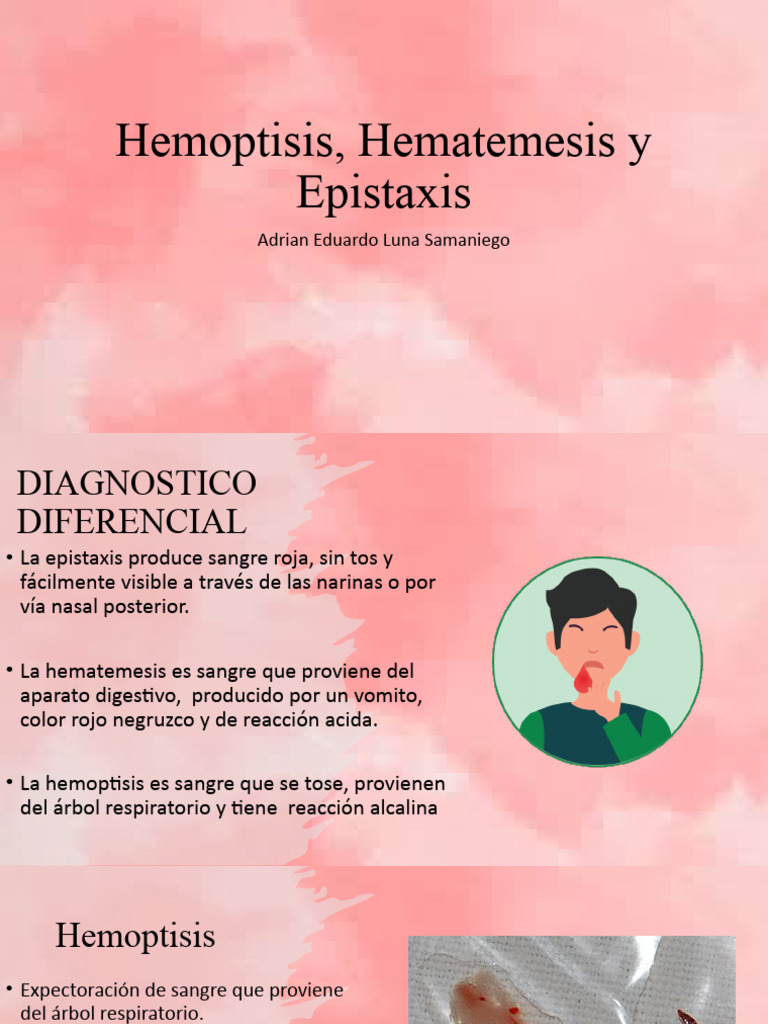 Hemoptisis, Hematemesis y Epistaxis | PDF | Tos | Enfermedades y ...