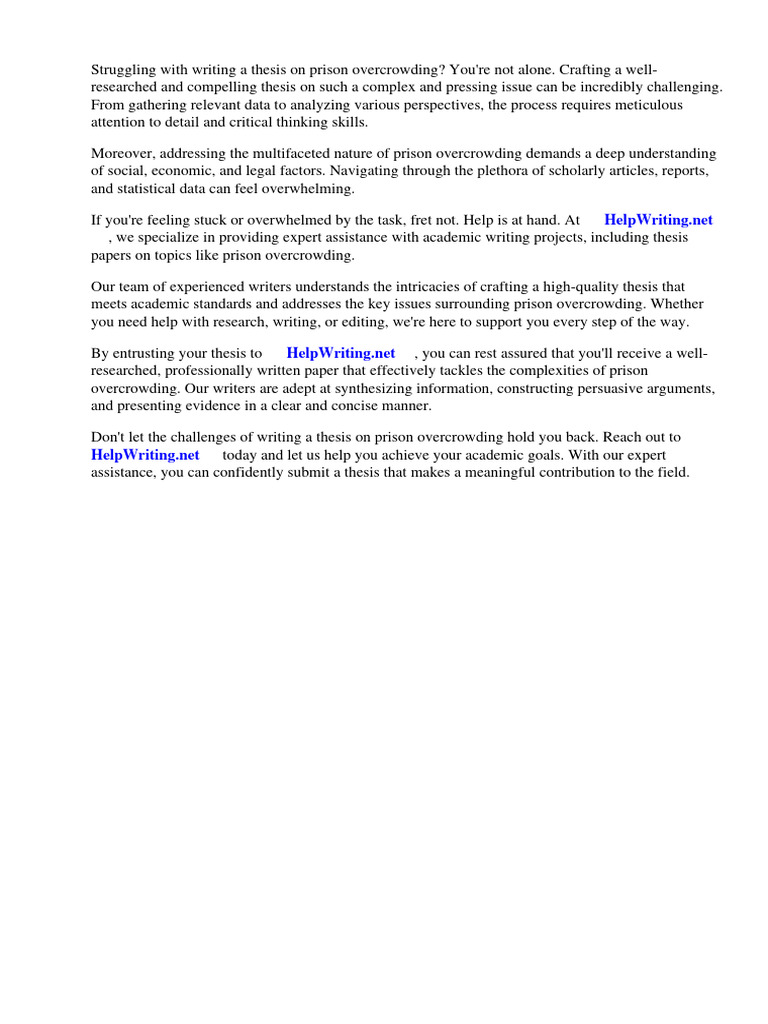 Thesis On Prison Overcrowding | PDF | Prison | Incarceration In The ...