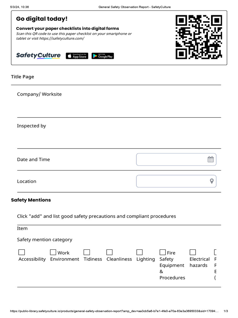 General Safety Observation Report | PDF | Safety | Accessibility