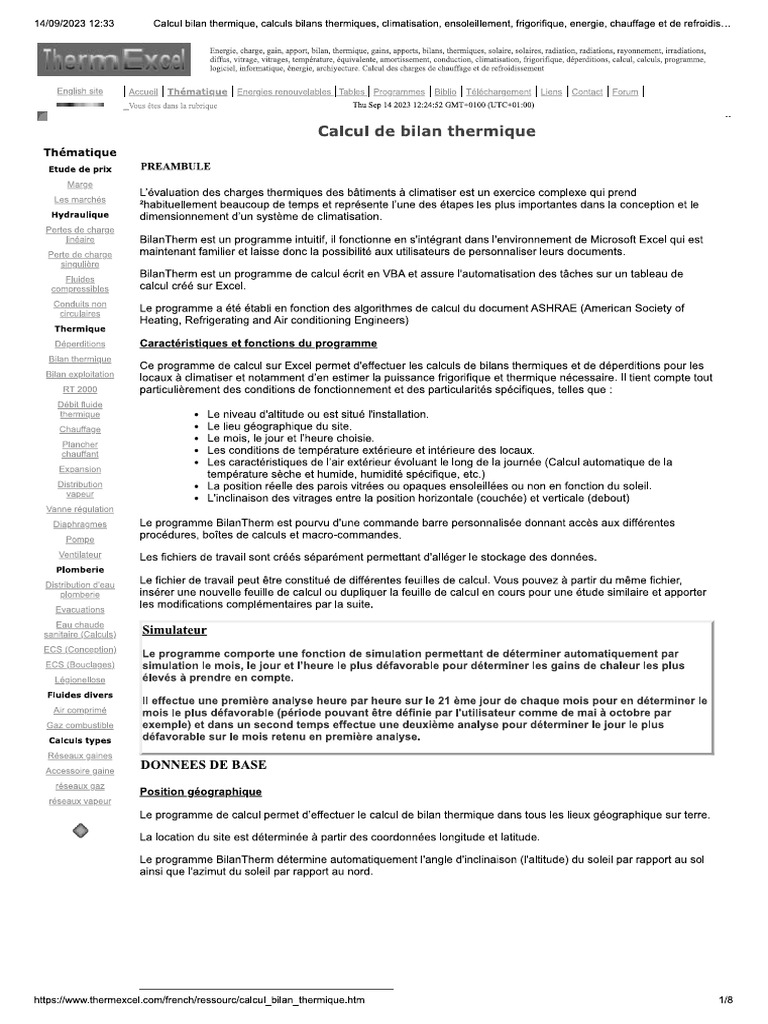 Calcul bilan thermique, calculs bilans ...ergie, chauffage et de ... Calcul bilan thermique, calculs bilans ...ergie, chauffage et de ...
