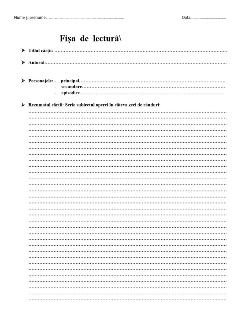 Fisa de Lectura - Model | PDF