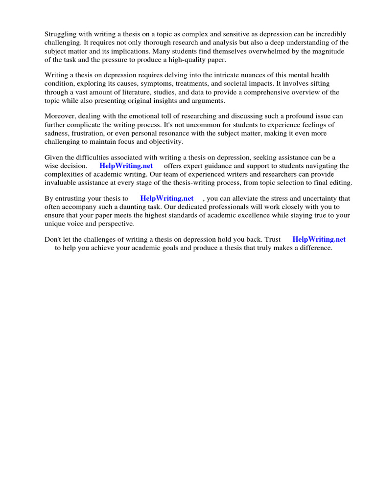 Thesis For Depression Paper | PDF | Major Depressive Disorder ...