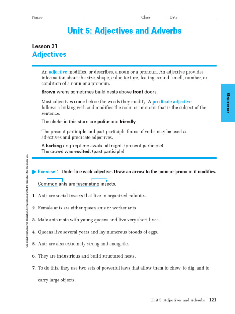 OK SS G8 - T2 - Adj - Adv - Grammar - Workbook Short | PDF | Adverb | Adjective