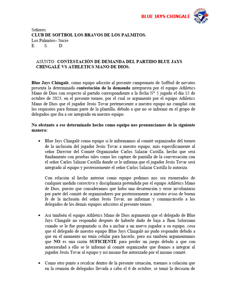 Contestación Demanda de Partido | PDF