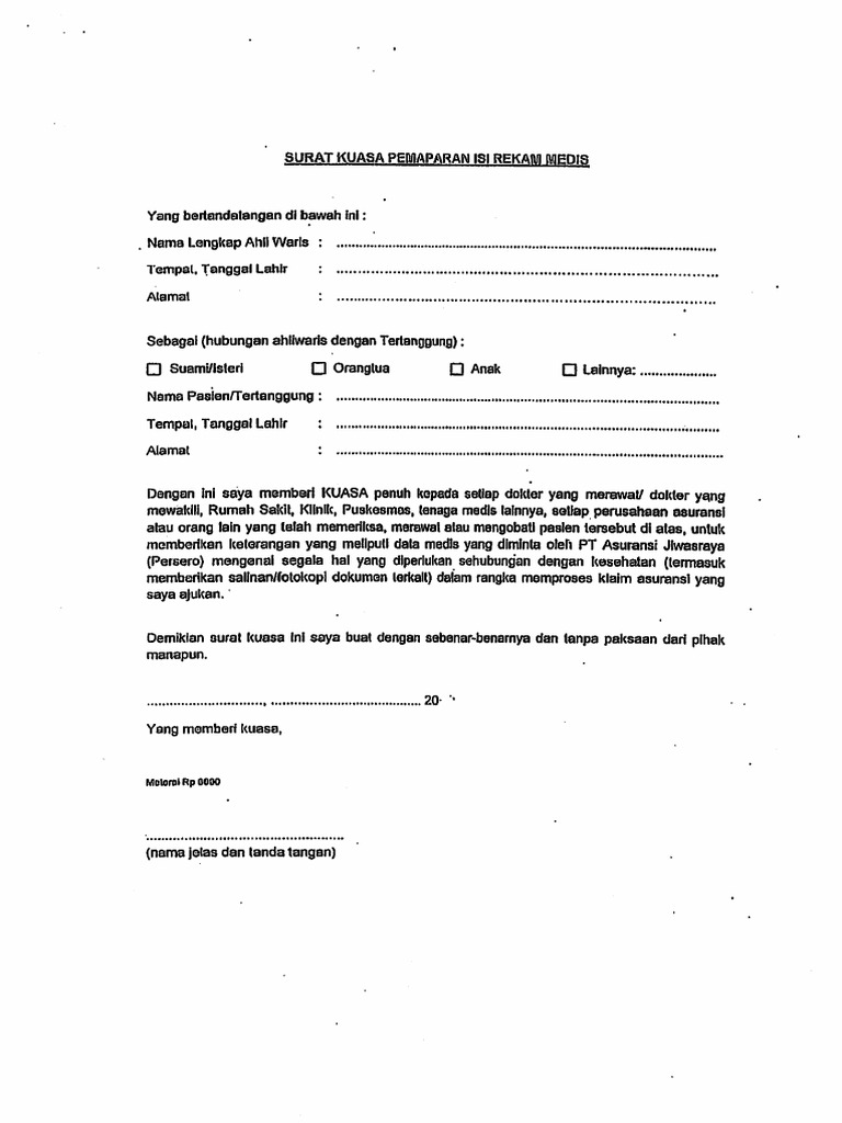 Form Baru Surat Pemaparan Isi Rekam Medis | PDF