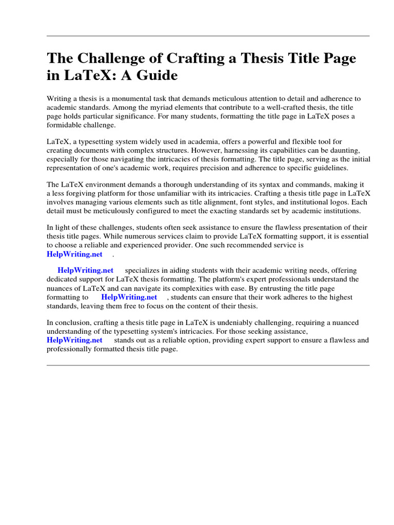 Title Page Thesis Latex Example | PDF | Thesis | Te X