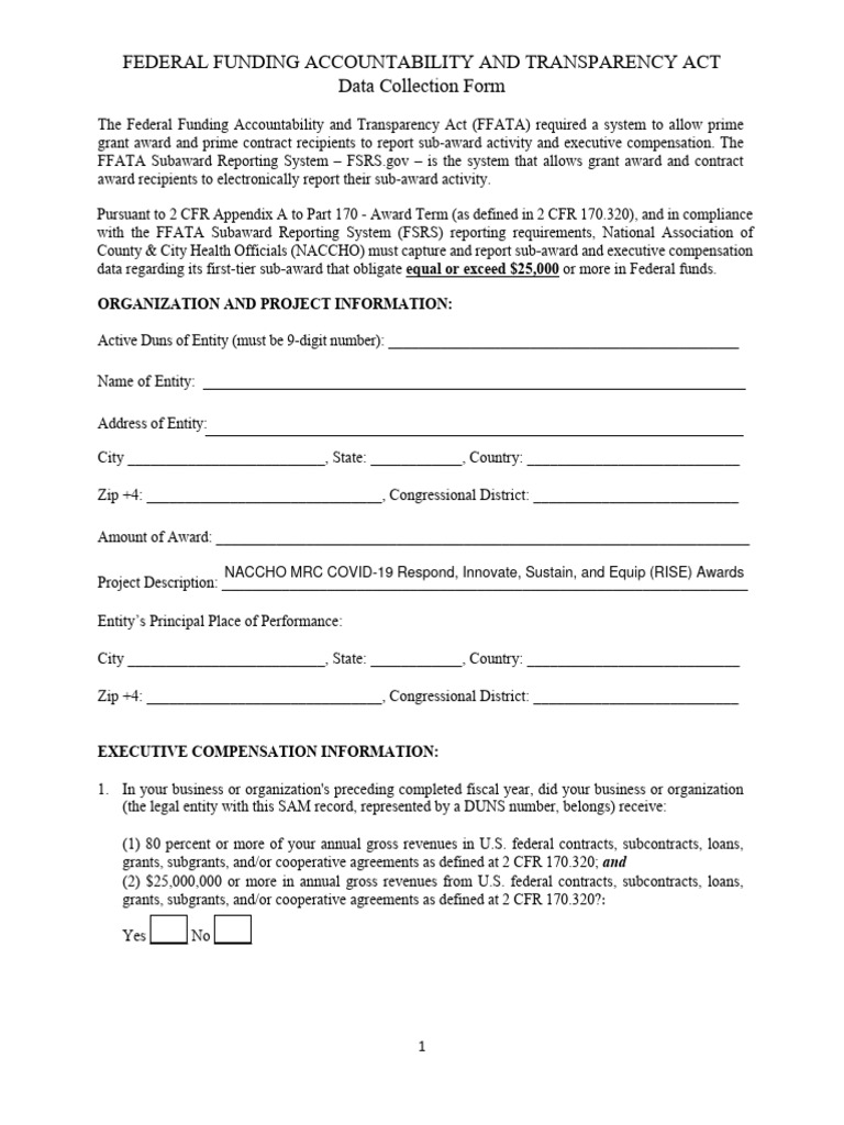 FFATA Data Collection Form.E | PDF | Stocks | Employee Benefits