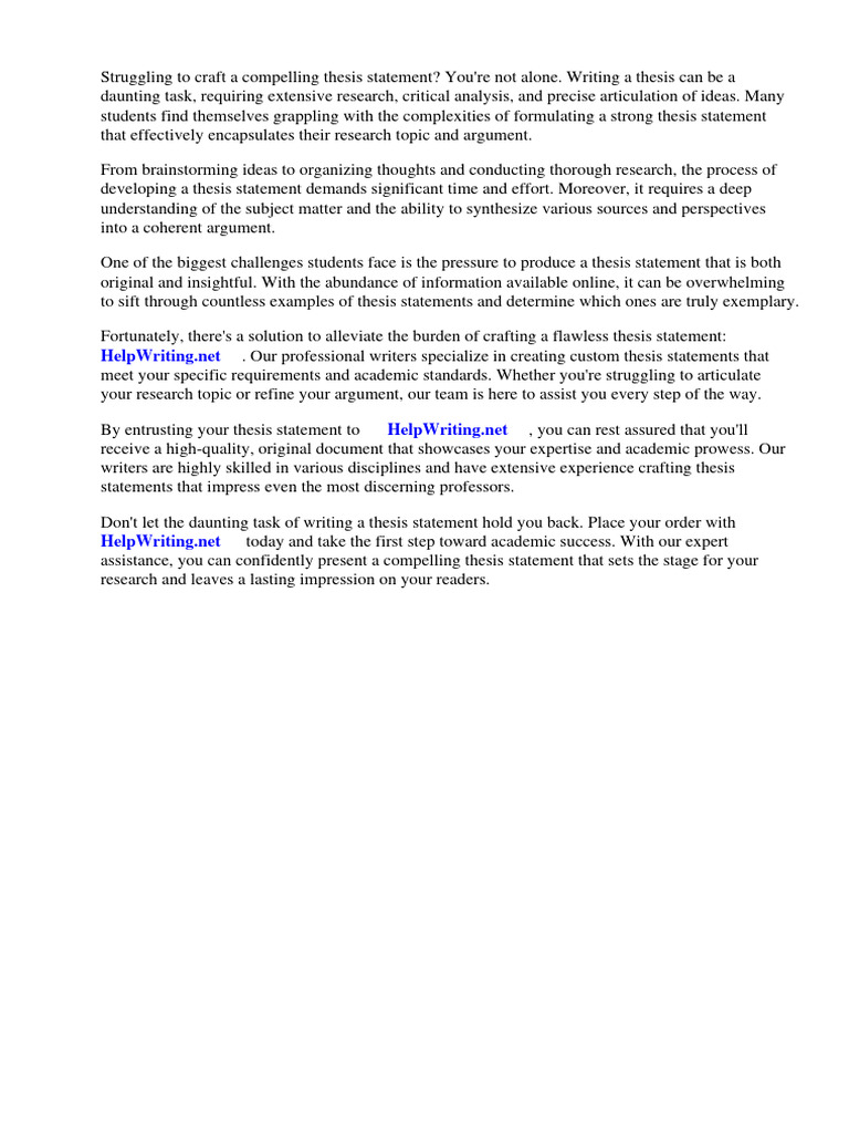 Example of Thesis Statement Examples | PDF | Essays | Thesis