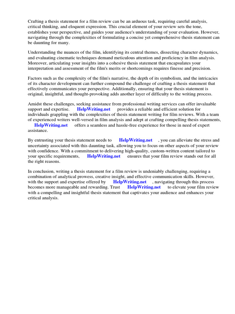 Thesis Statement For A Film Review | PDF | Essays | Thesis