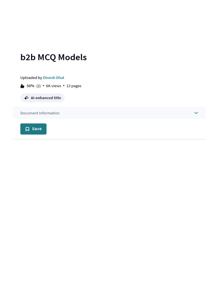 b2b MCQ Models - PDF - Sales - Demand | PDF | Computers