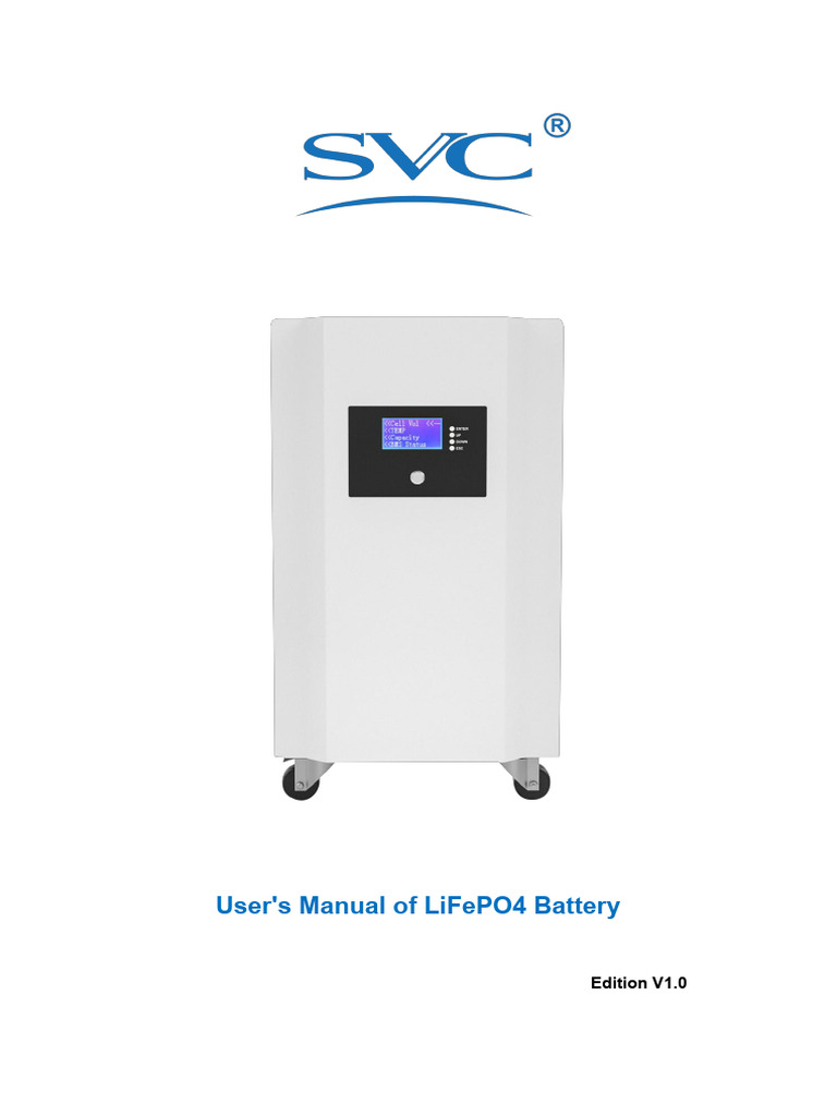 User's Manual of SVC LiFePO4 Battery | PDF | Electricity | Electrical ...