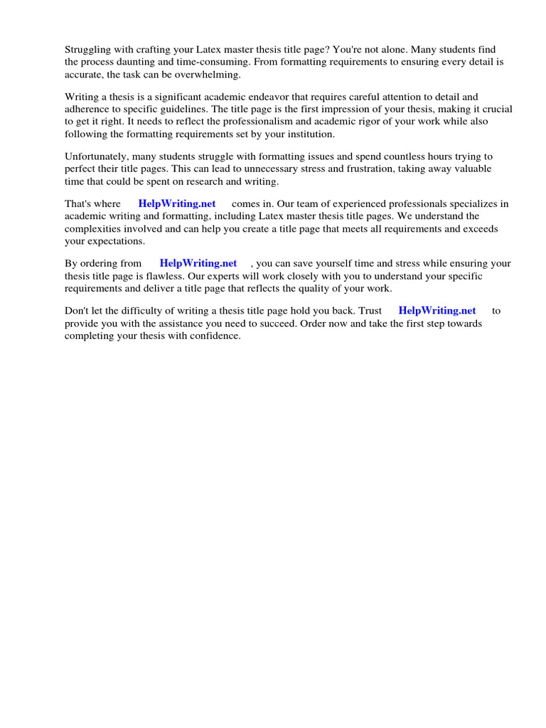 Latex Master Thesis Title Page | PDF | Page Layout | Thesis