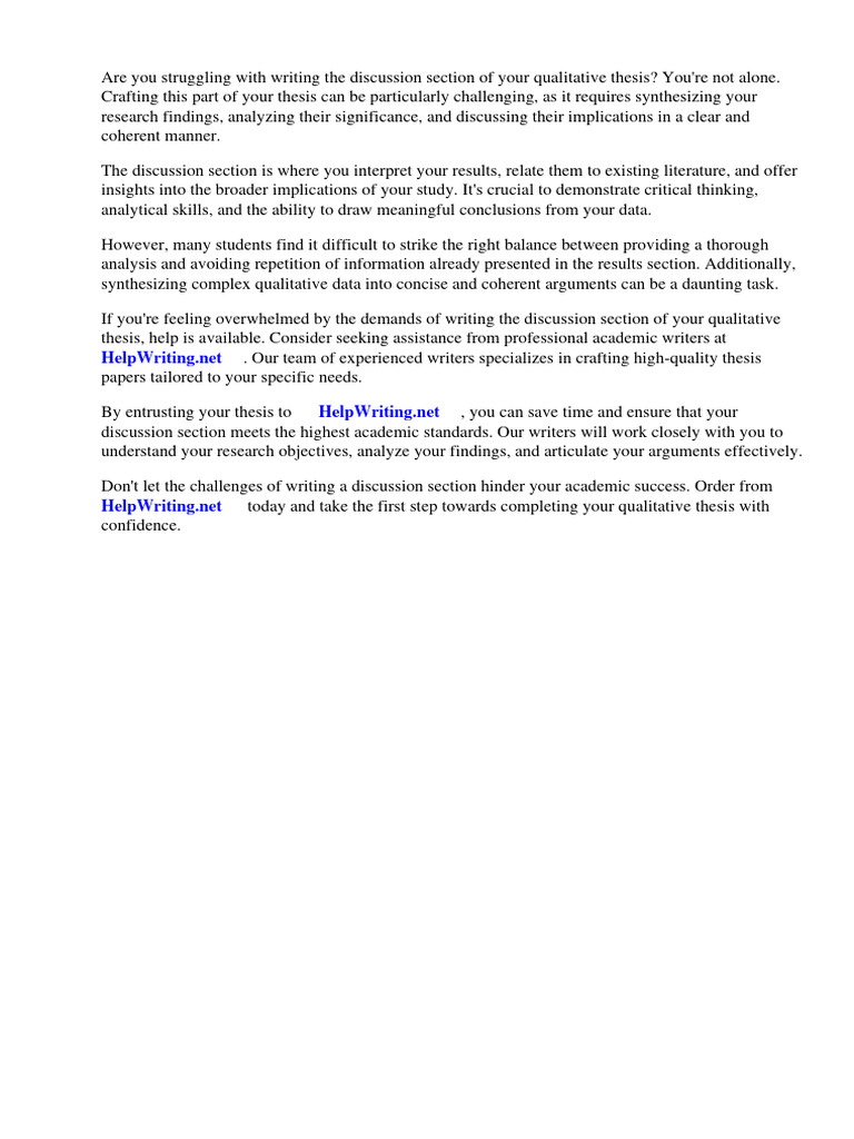 How To Write The Discussion Section of A Qualitative Thesis | PDF ...
