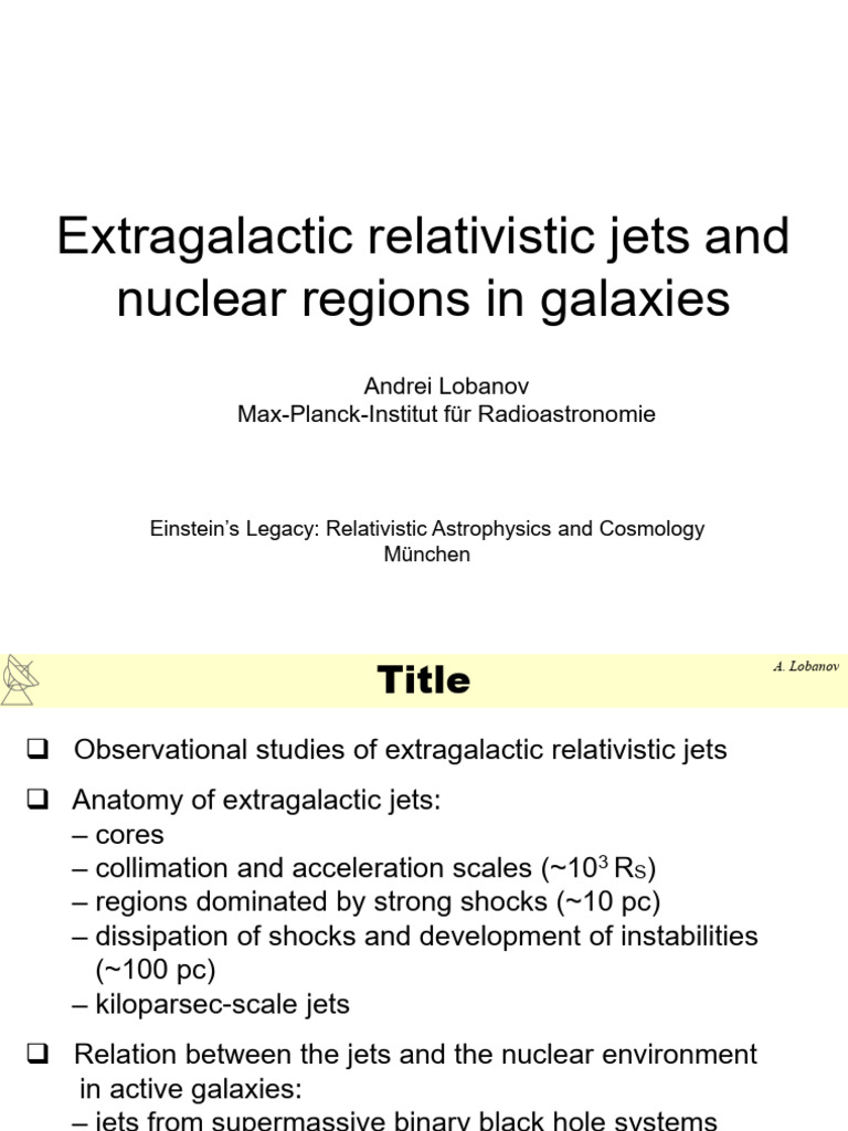 Extragalactic Relativistic Jets and Nuclear Regions in Galaxies | PDF | Galaxy | Astronomy