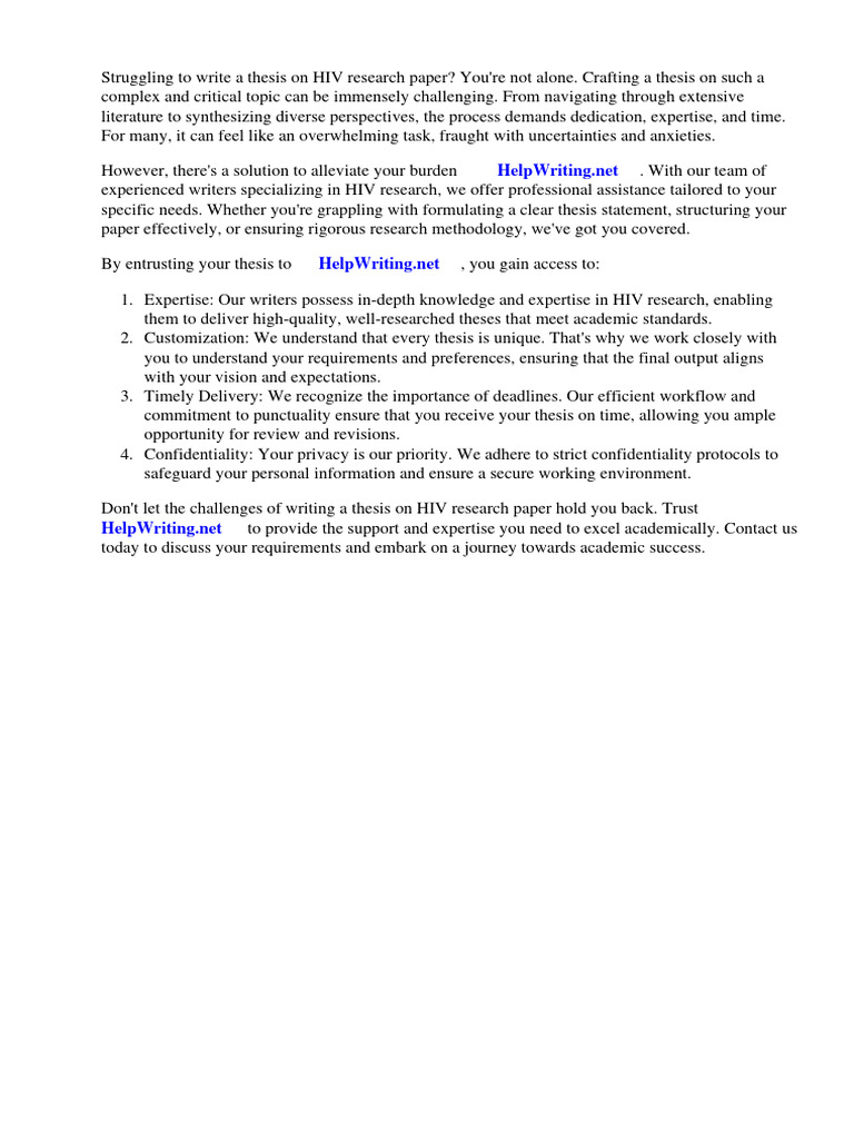 Hiv Research Paper Thesis | Download Free PDF | Hiv/Aids | Hiv
