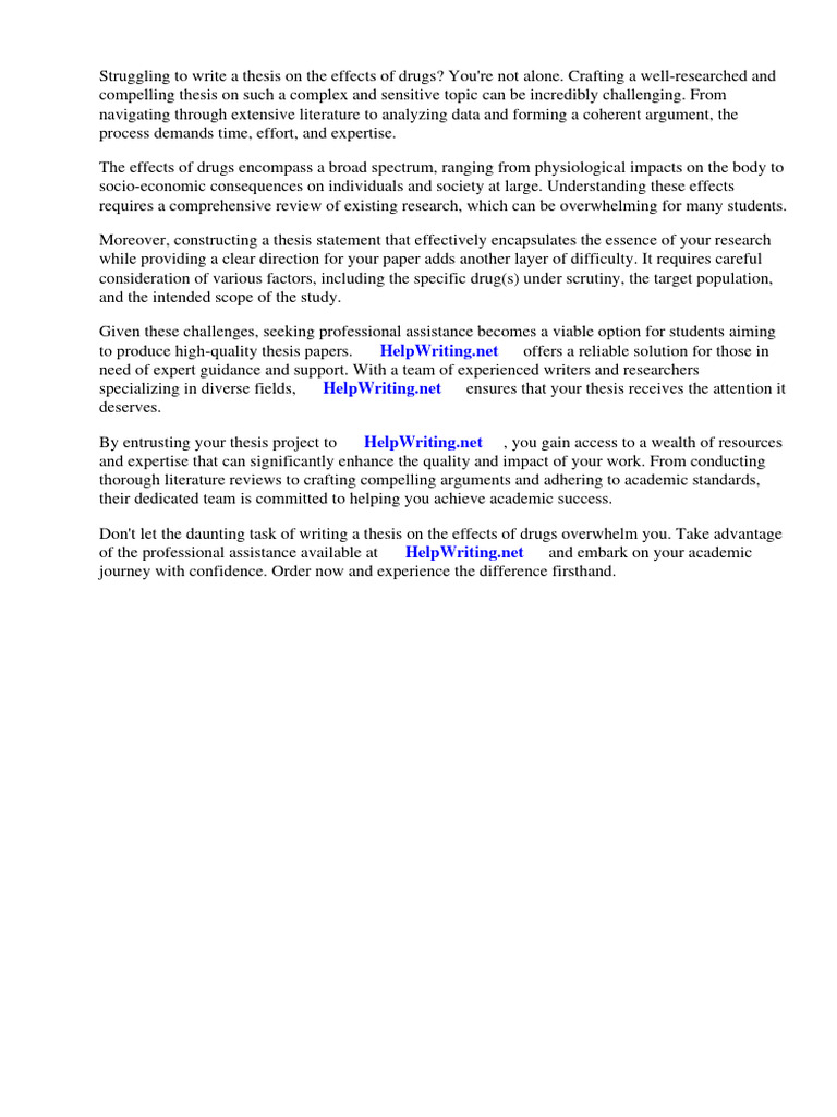 Effects of Drugs Thesis Statement | PDF | Substance Abuse | Drugs