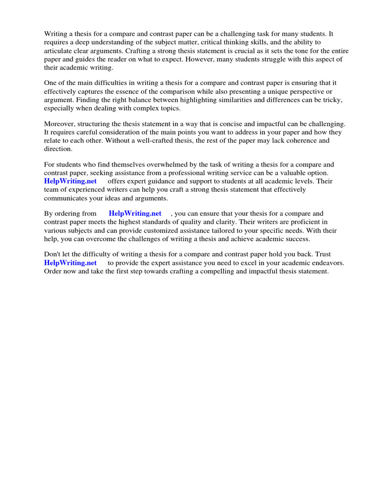 Writing A Thesis For A Compare and Contrast Paper | PDF | Essays ...