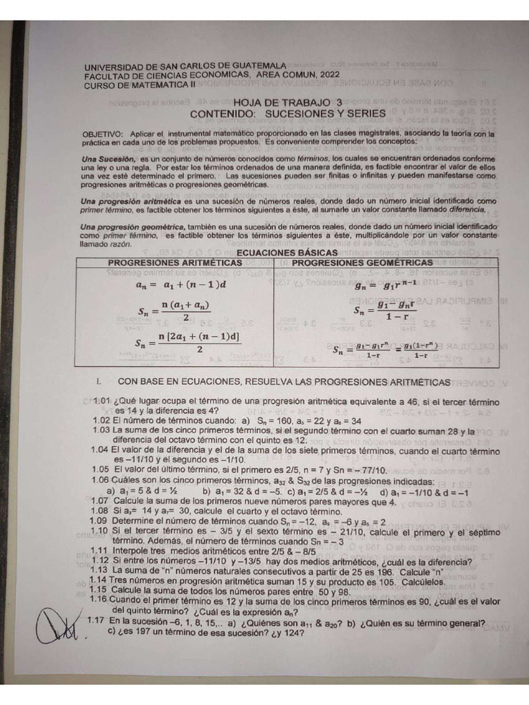 HOJA 3 - SUCESIONES Y SERIES | PDF