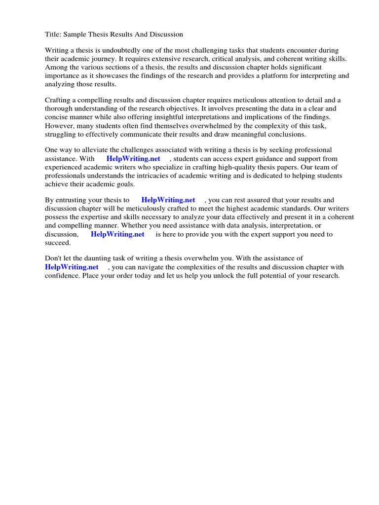 Sample Thesis Results and Discussion | PDF