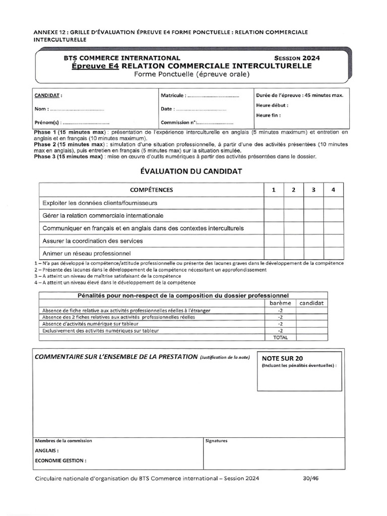 Fiches épreuve E4 | PDF