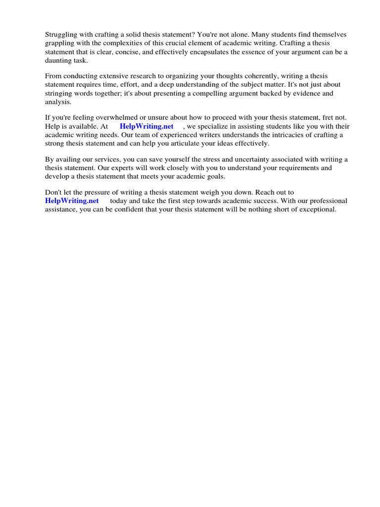 Need Help With My Thesis Statement | PDF | Essays | Thesis