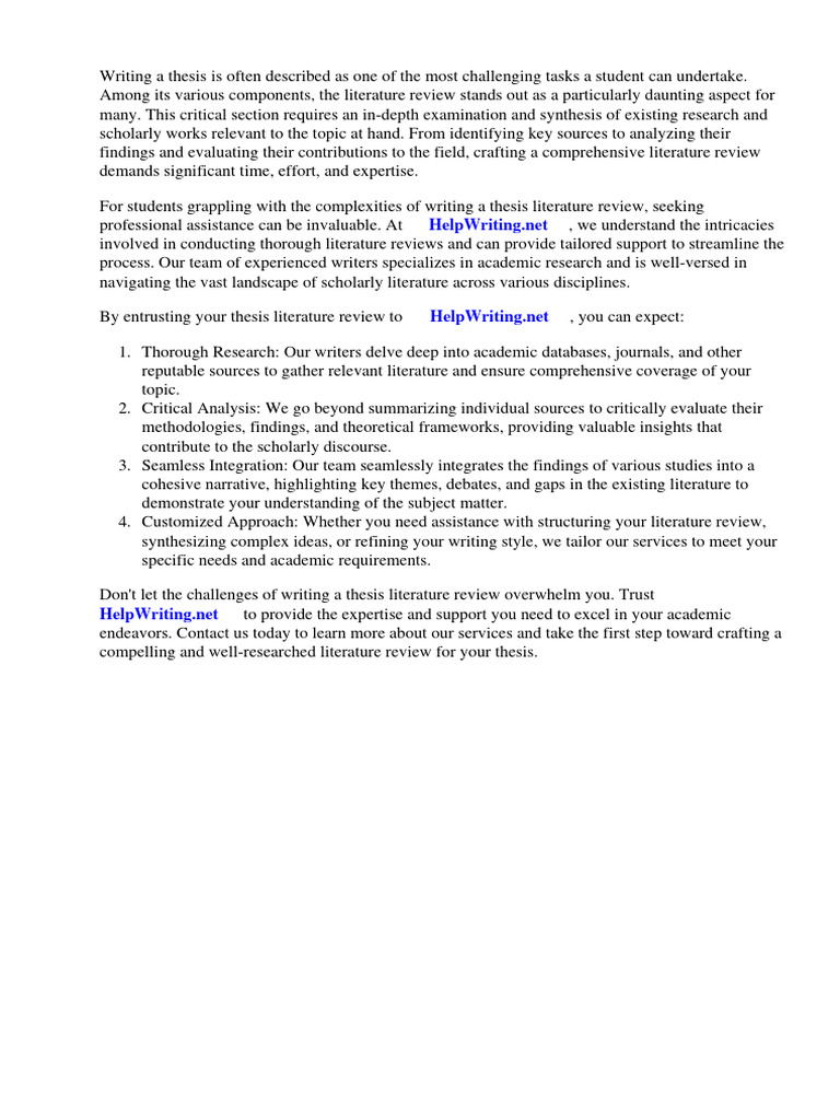Example Thesis Literature Review | PDF | Thesis | Literature Review