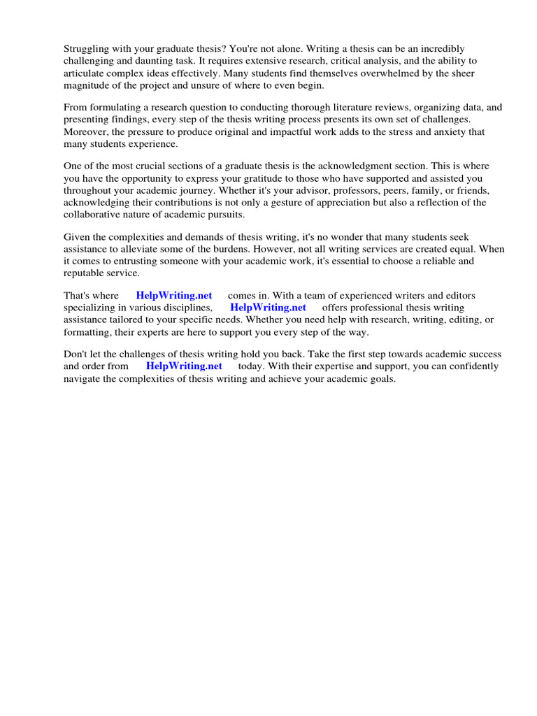 Graduate Thesis Writing Help | PDF | Thesis | Doctor Of Philosophy