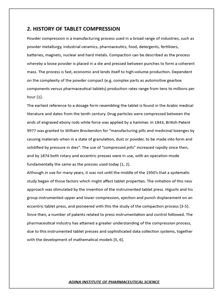 History of Tablet Compression | Download Free PDF | Tablet (Pharmacy ...