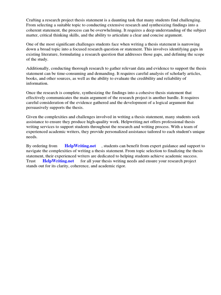 Research Project Thesis Statement | Download Free PDF | Thesis | Essays