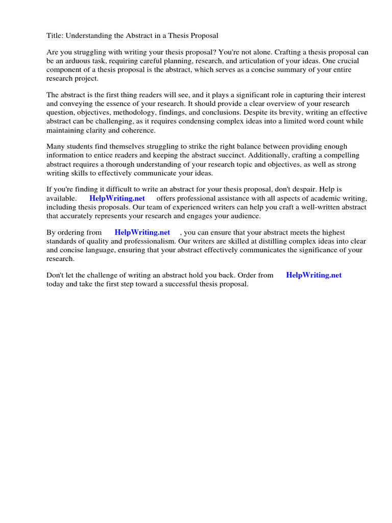 What is Abstract in Thesis Proposal | PDF | Thesis | Abstract (Summary)