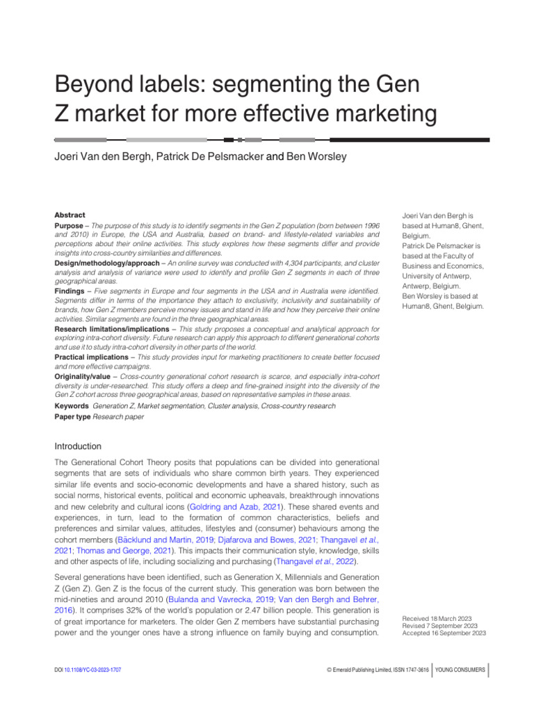 Beyond Labels Segmenting Gen Z Market | PDF | Market Segmentation | Brand