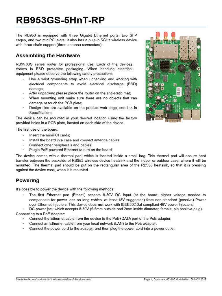 RB953GS-5HnT-qg v3 191103 | PDF | Antenna (Radio) | Usb