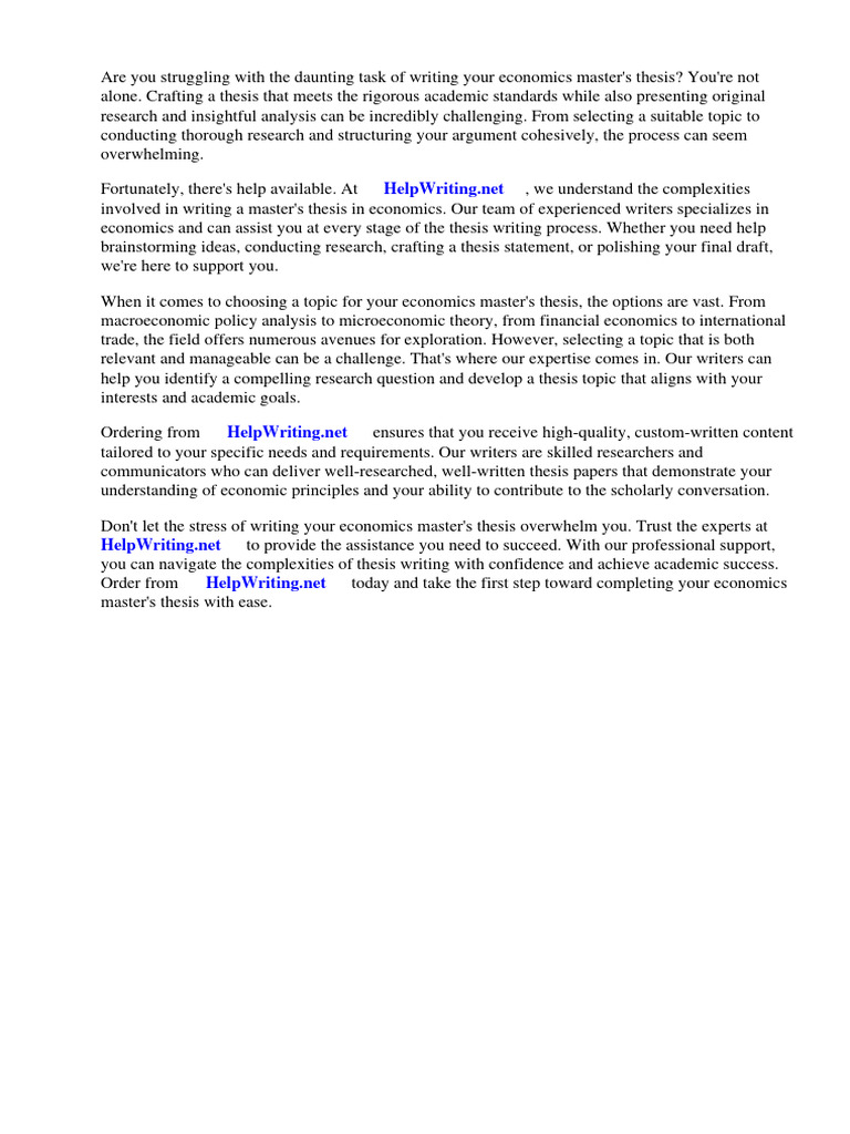 Economics Masters Thesis Ideas | PDF | Thesis | Economics