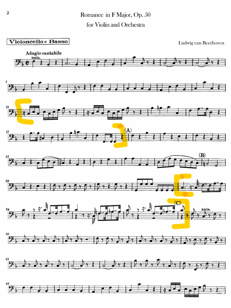Romance Beethoven, Cello e Basso | PDF