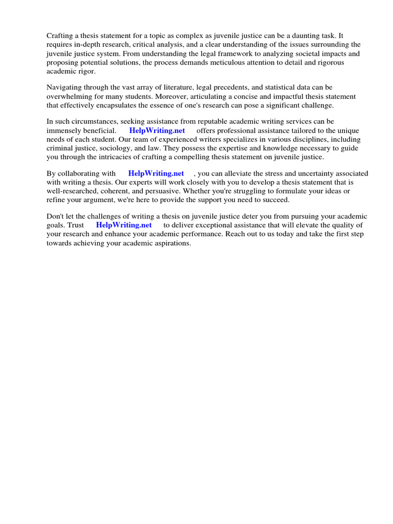 A Good Thesis Statement For Juvenile Justice | PDF | Juvenile Delinquency | Prison