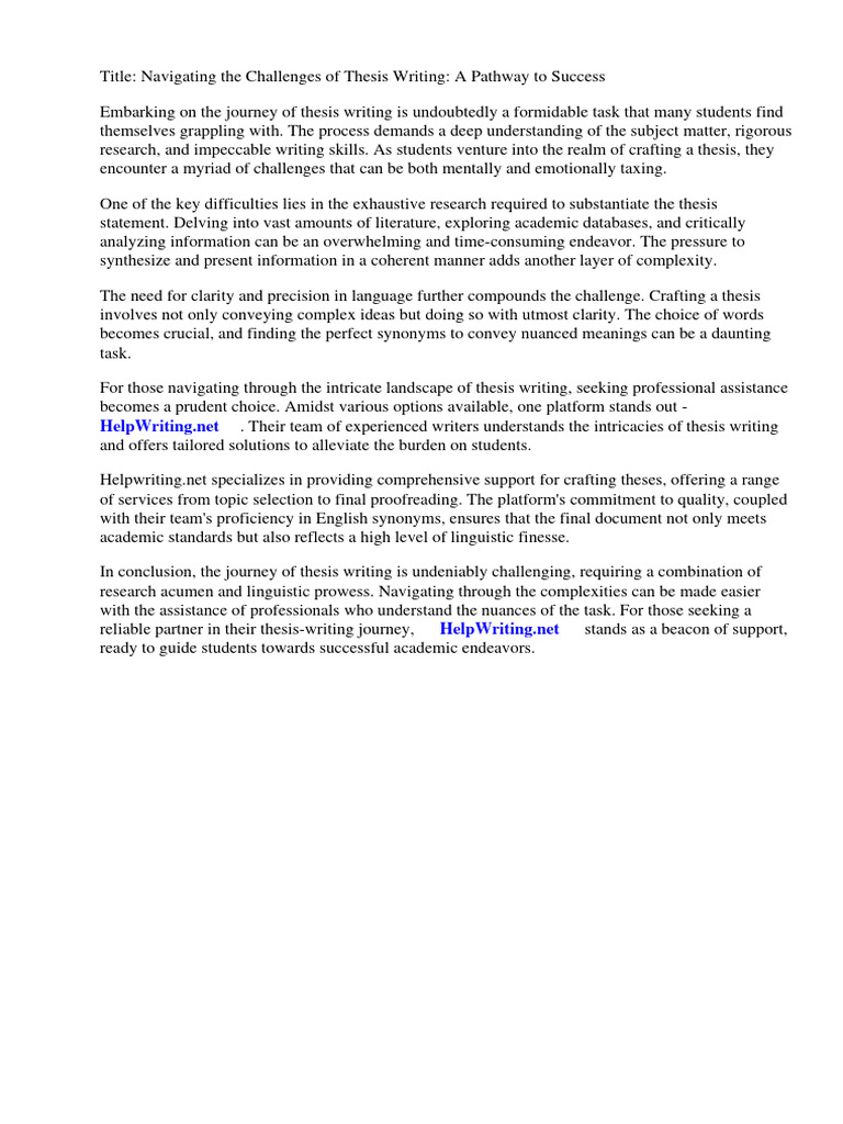Thesis Writing Help for Students | PDF | Thesis | Logic
