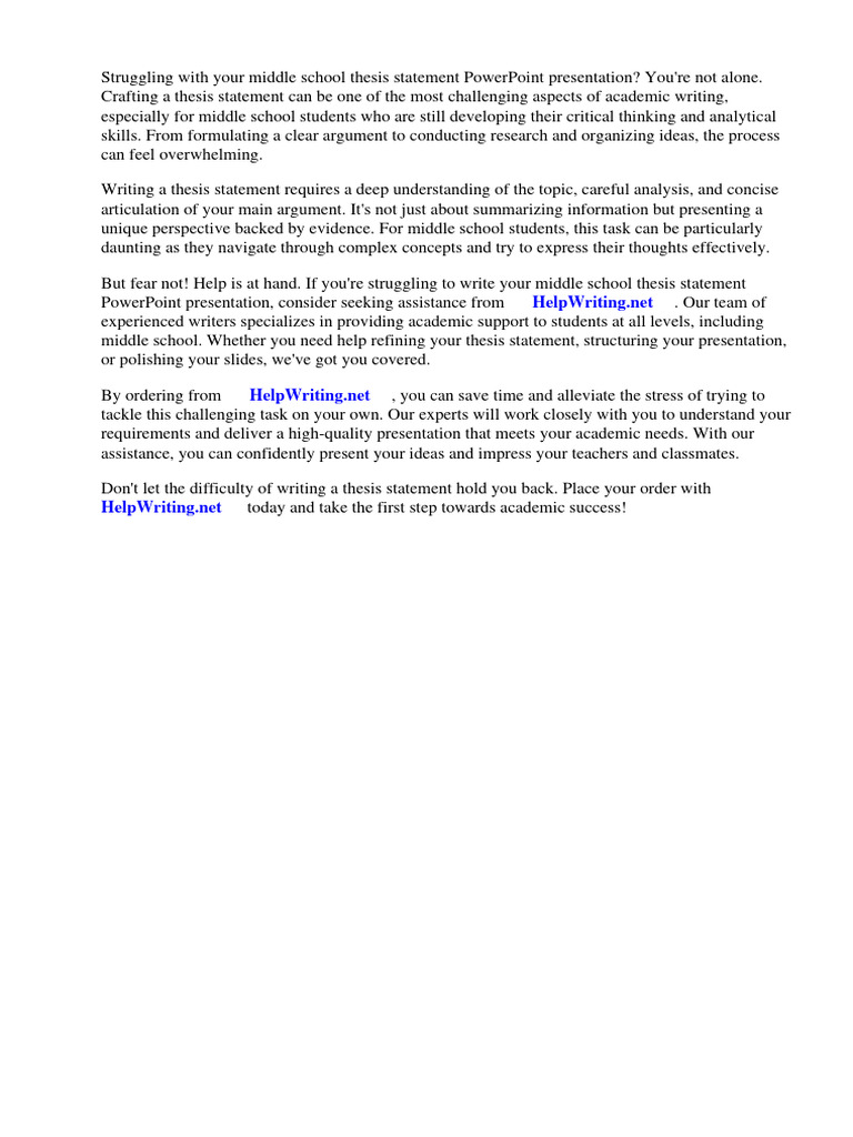Middle School Thesis Statement Ppt | PDF | Essays | Thesis